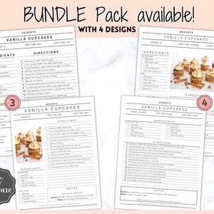 Recipe Page Template, EDITABLE Recipe Book Template, Recipe Cards ...