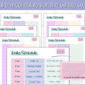 Kids Daily Schedule, Homeschool Weekly Planner, Daily Routine Template ...