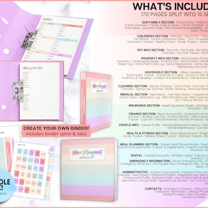 The ULTIMATE Home Management Binder Bundle! 170pg Colorful Household ...