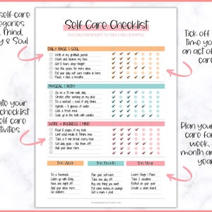 A5 Self Care Planner, Self-care Checklist, Selfcare Journal Tracker ...