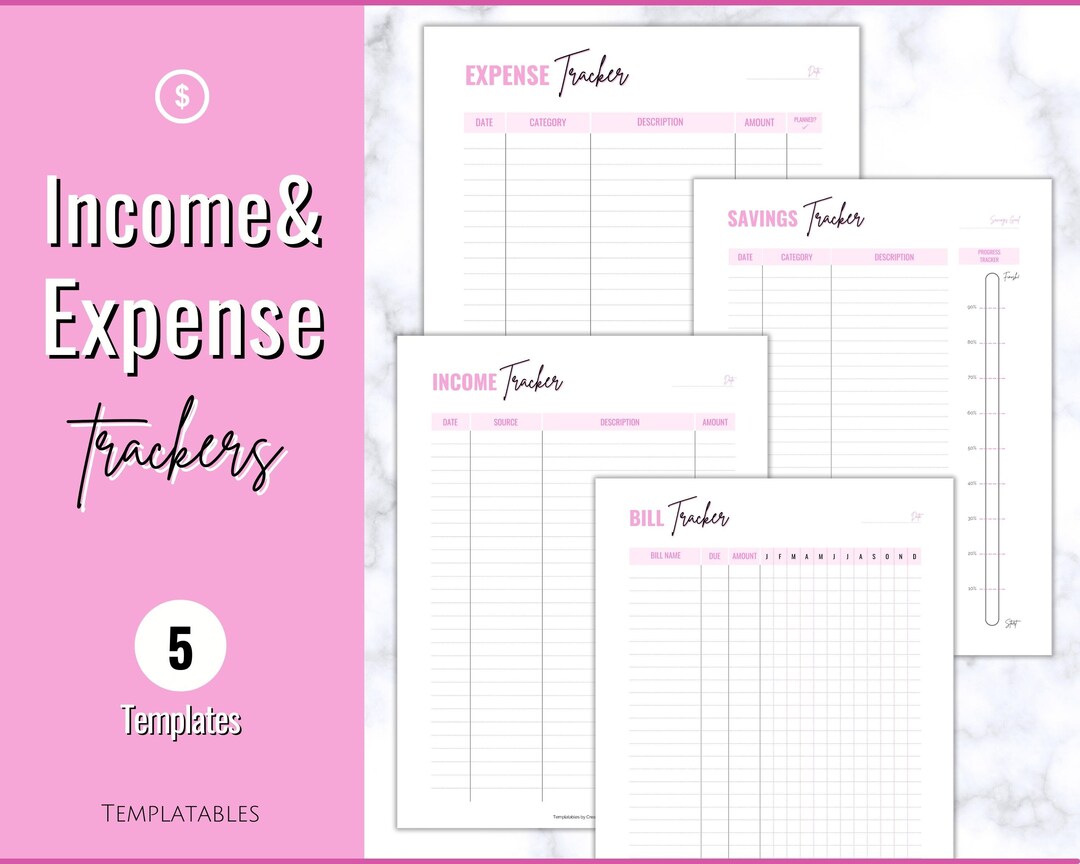 Income and Expenses Tracker BUNDLE, Savings Tracker, Budget Planner ...