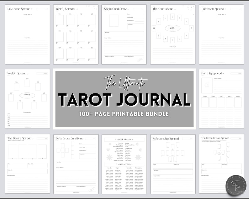 Tarot Journal, 100+ Pg Printable Tarot Planner Workbook, Daily Card ...