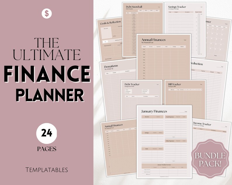 Financial Planner Printable BUNDLE Budget Template Savings - Etsy