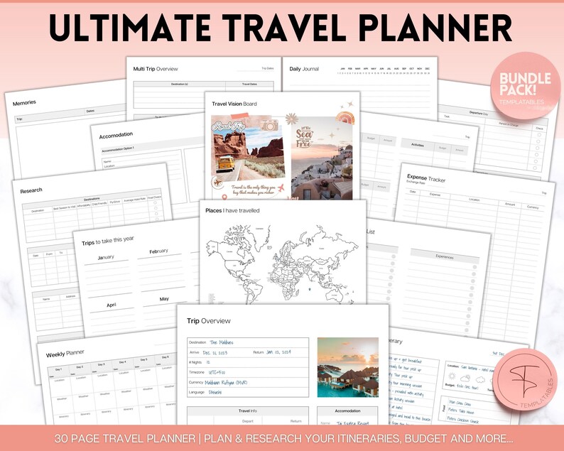 Ultimate Travel Planner Printable BUNDLE, Trip Planner, Vacation ...