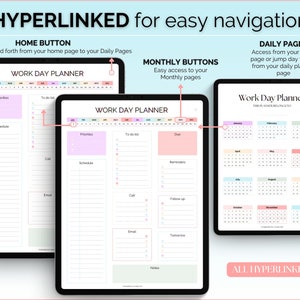 Work Planner, Digital Planner, Work Day Organizer, Daily Planner, Work ...