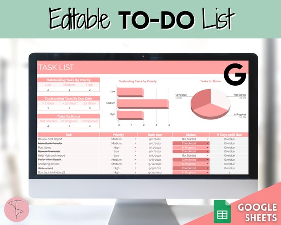 Editable to Do List Template Google Sheets Undated Planner - Etsy