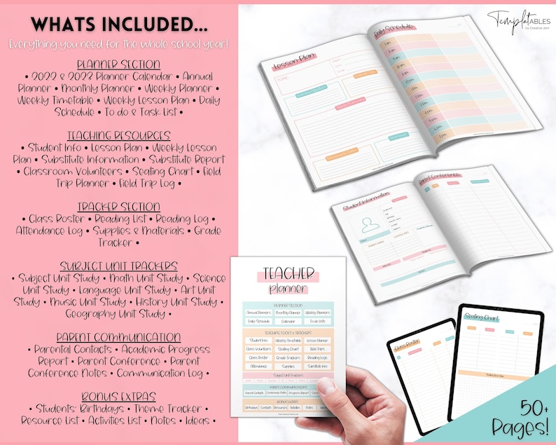50pg TEACHER Planner Printable BUNDLE Homeschool Teacher - Etsy