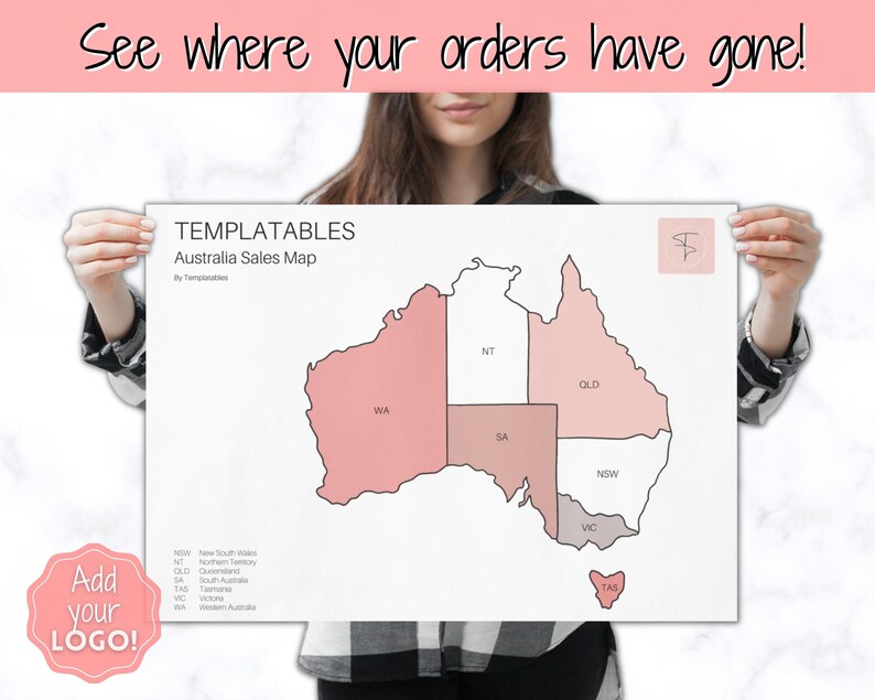 Sales Tracker, EDITABLE Australia Sales Map, Etsy Business Sales Map ...
