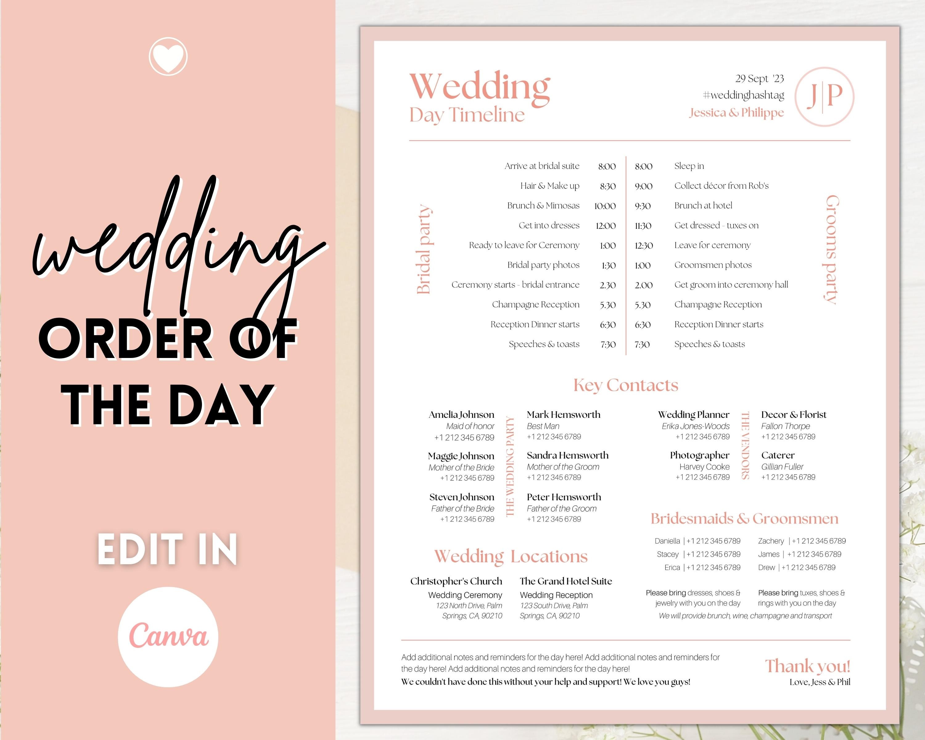 Wedding day timeline template free 60 photos - Vianawedding.com