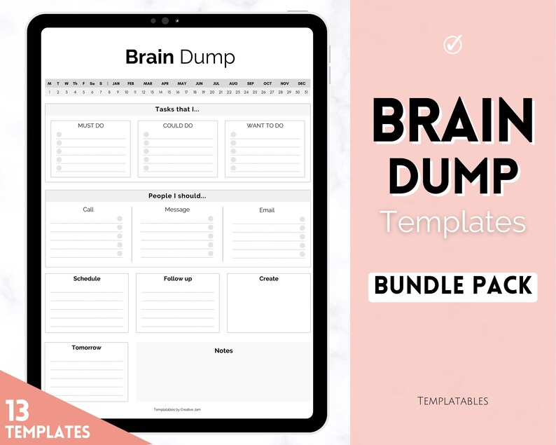 EDITABLE Brain Dump Template BUNDLE to Do List Printable - Etsy