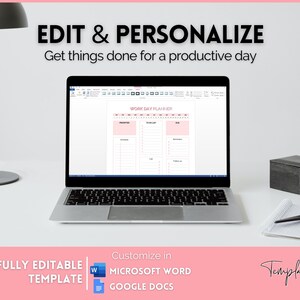 EDITABLE Daily Planner, Work Day Organizer, Work From Home to Do List ...