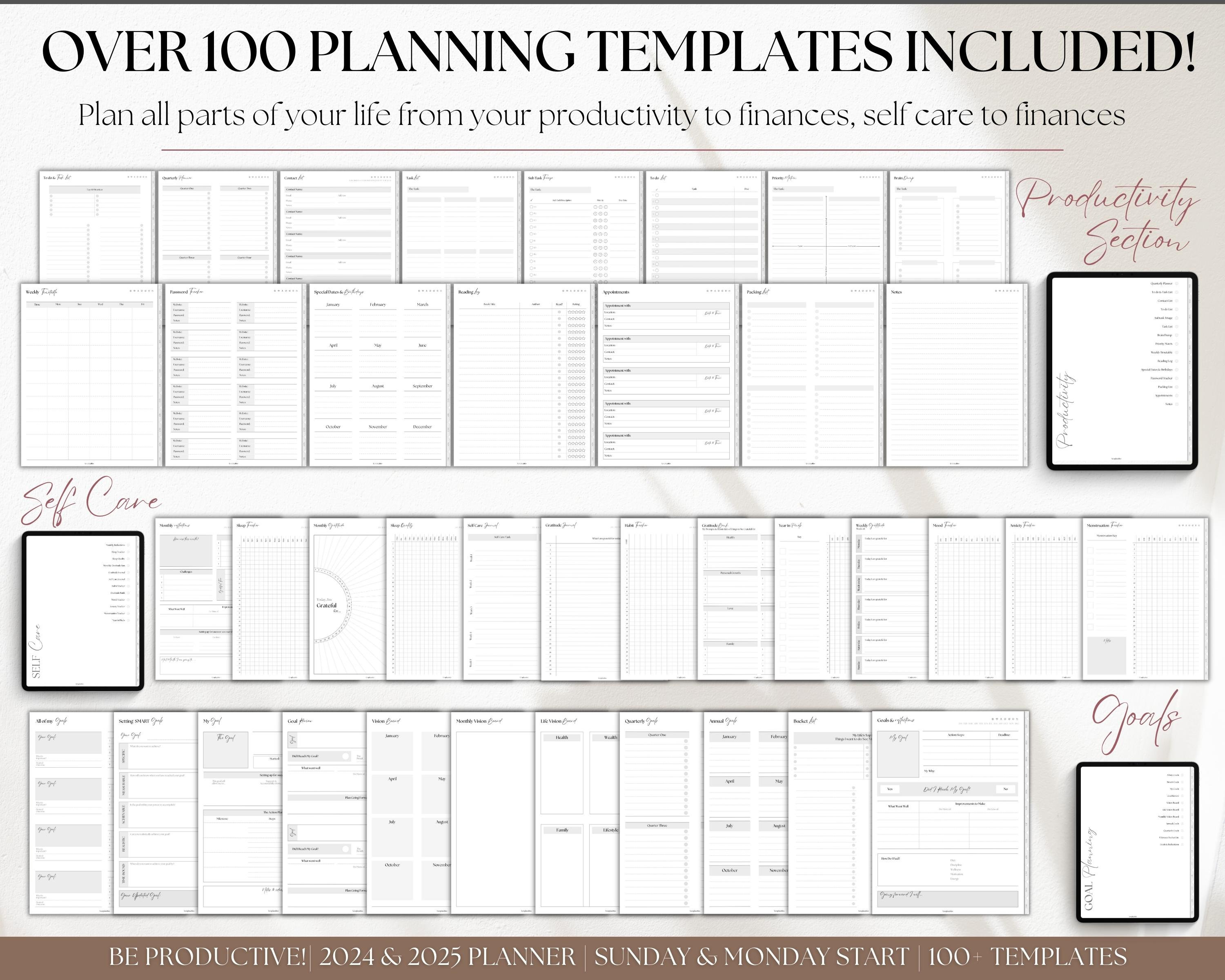 Digital Productivity Planner, 2024 - 2025 Digital Planner, Daily to Do ...