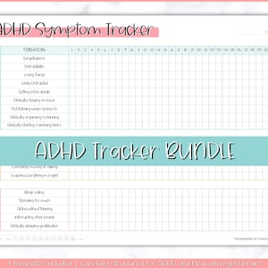 ADHD Symptom Tracker, Behavior & Hygiene Tracker BUNDLE Monthly ...
