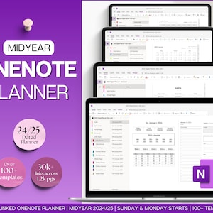 MID YEAR Onenote Planner, 2024 Digital Planner, Onenote Template, Daily ...