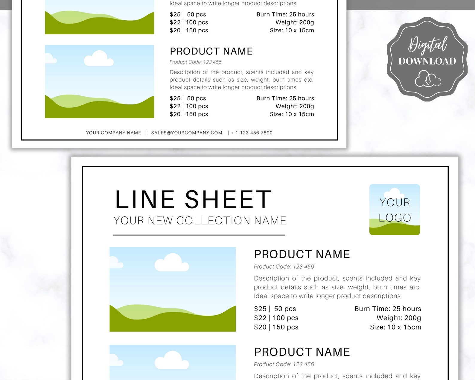 Price List Template. Line Sheet for Wholesale. Editable Candle Template ...