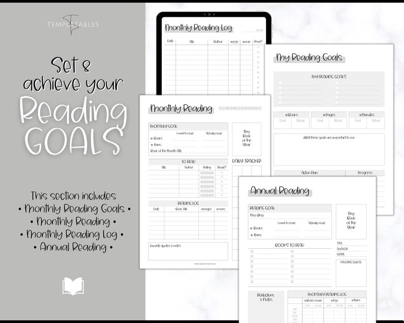 READING Journal Printable Book Tracker Reading Challenge - Etsy
