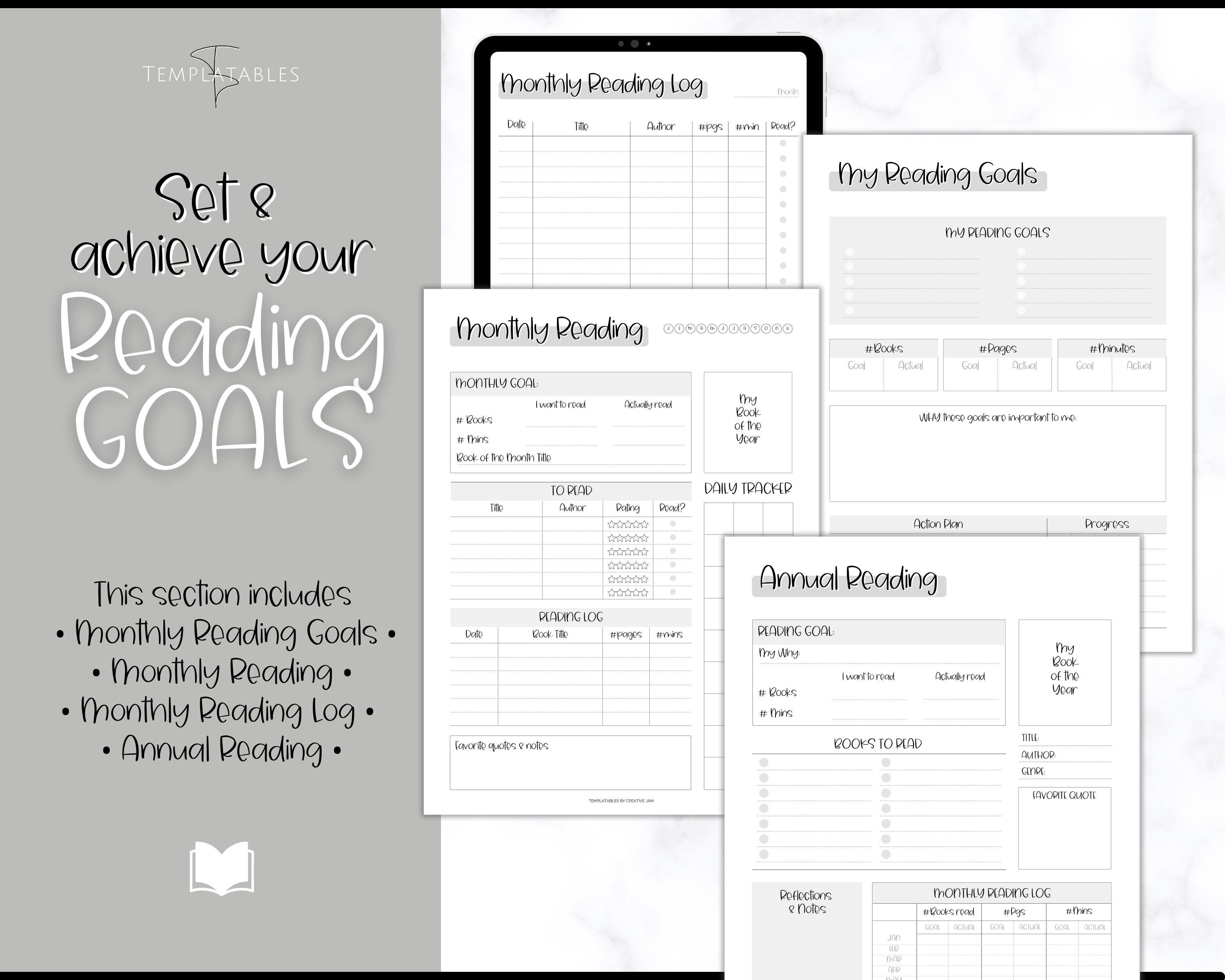 Reading Log Book Tracker Printable Reading Challenge Book - Etsy UK