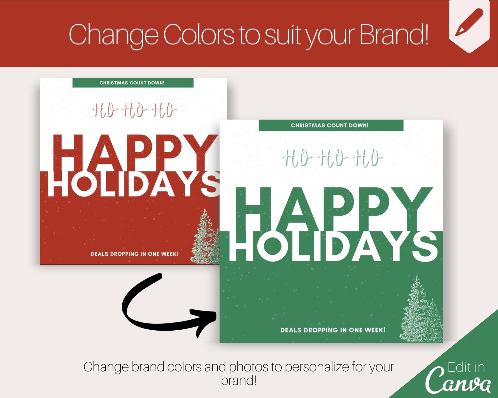 Happy Holiday Instagram Post Templates. Christmas Canva - Etsy