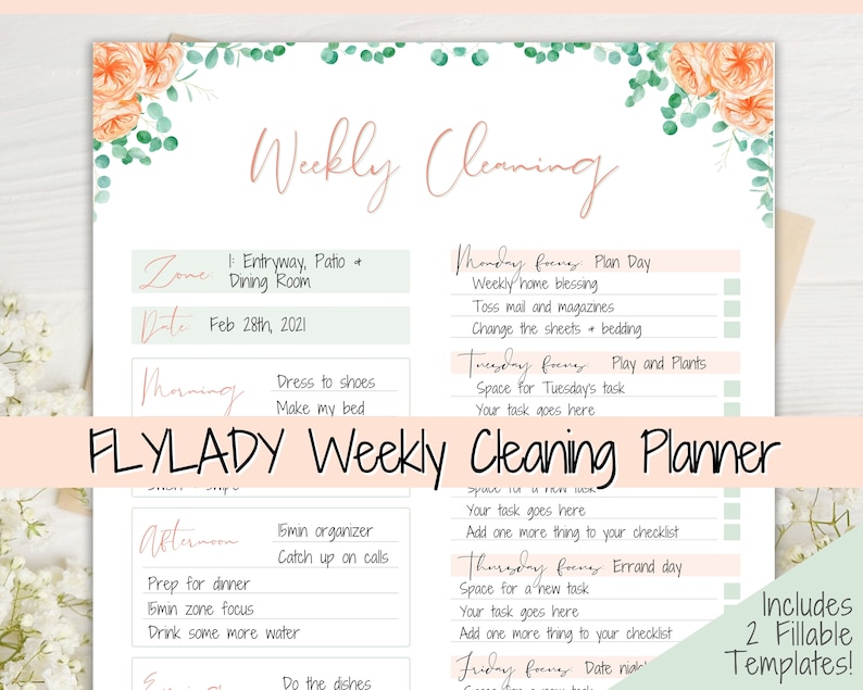 EDITABLE Cleaning Planner FLYLADY Daily Routine Cleaning - Etsy