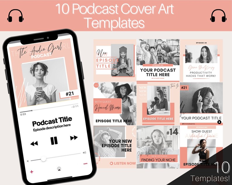 10 Editable Podcast Cover Art Templates. Podcast Canva BUNDLE. - Etsy ...