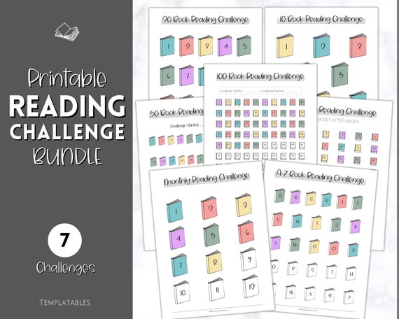 Reading Challenge BUNDLE 100 Book Challenge Printables 52 - Etsy