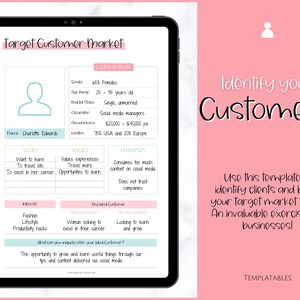 Target Customer Market Template, Customer Avatar Worksheet, Client ...