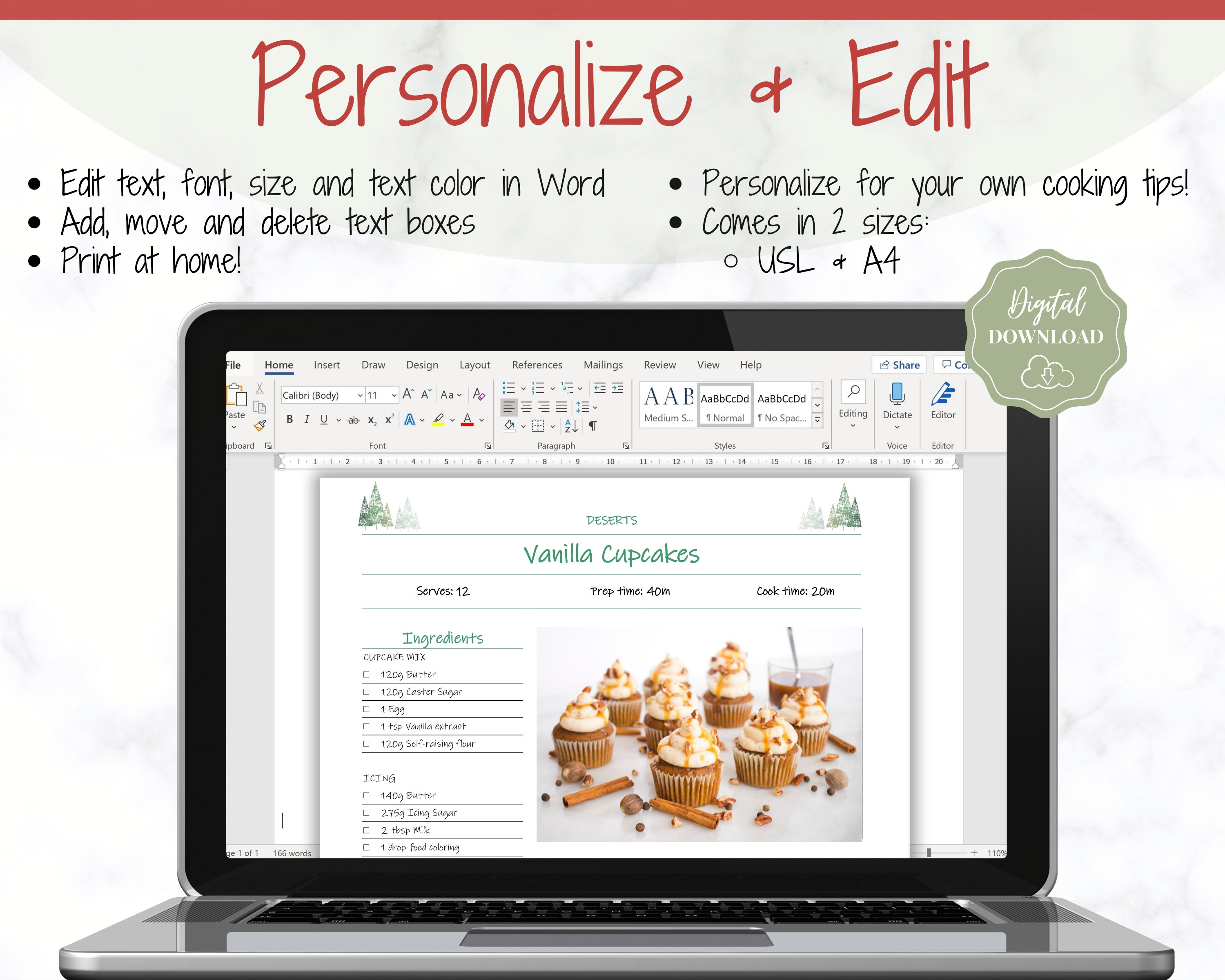 Recipe Sheet Template EDITABLE CHRISTMAS Recipe Book | Etsy