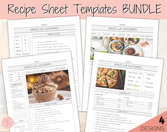 Editable Recipe Sheet Template, Recipe Book Template, Recipe Cards ...
