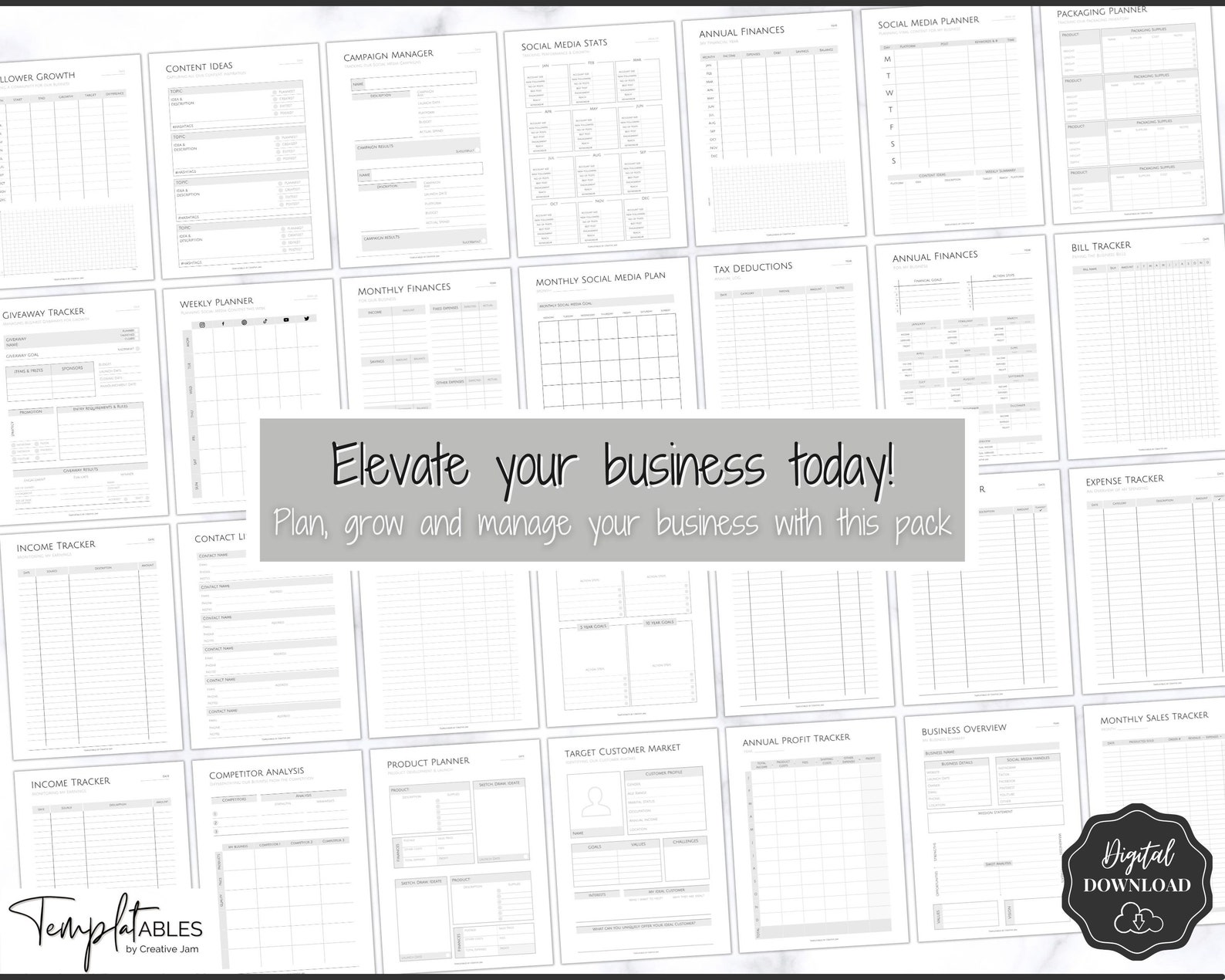 Side Hustle Planner Printable BUNDLE, Small Business Planner, Side ...