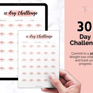 30 Day Weight Loss Tracker, 30 Day Challenge, Weightloss Journal ...