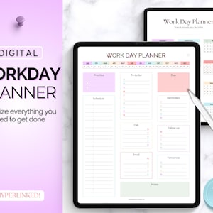 Work Planner, Digital Planner, Work Day Organizer, Daily Planner, Work ...