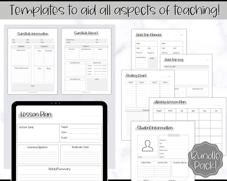50pg TEACHER Planner Printable BUNDLE Homeschool Teacher - Etsy