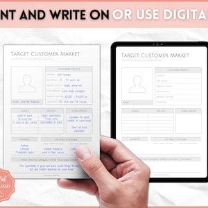 Target Customer Market Template, Customer Avatar Worksheet, Client ...