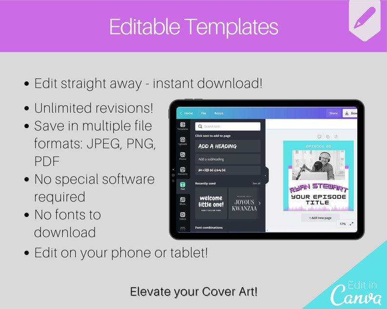 Podcast Cover Art Templates. 12 Editable Podcast Canva BUNDLE. | Etsy