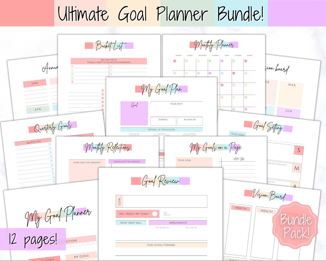 Goal Journal BUNDLE, 2024 Goals Planner, SMART Goal Setting Kit, New ...