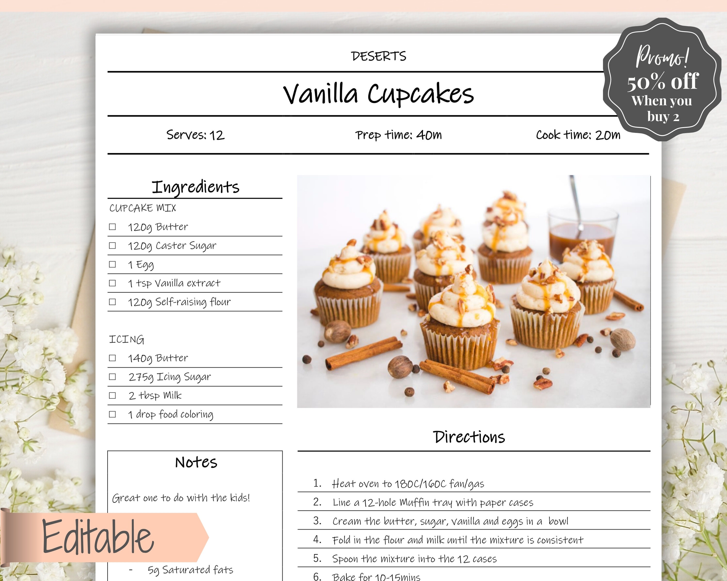 Recipe Sheet Template EDITABLE Recipe Book Template Recipe - Etsy Canada