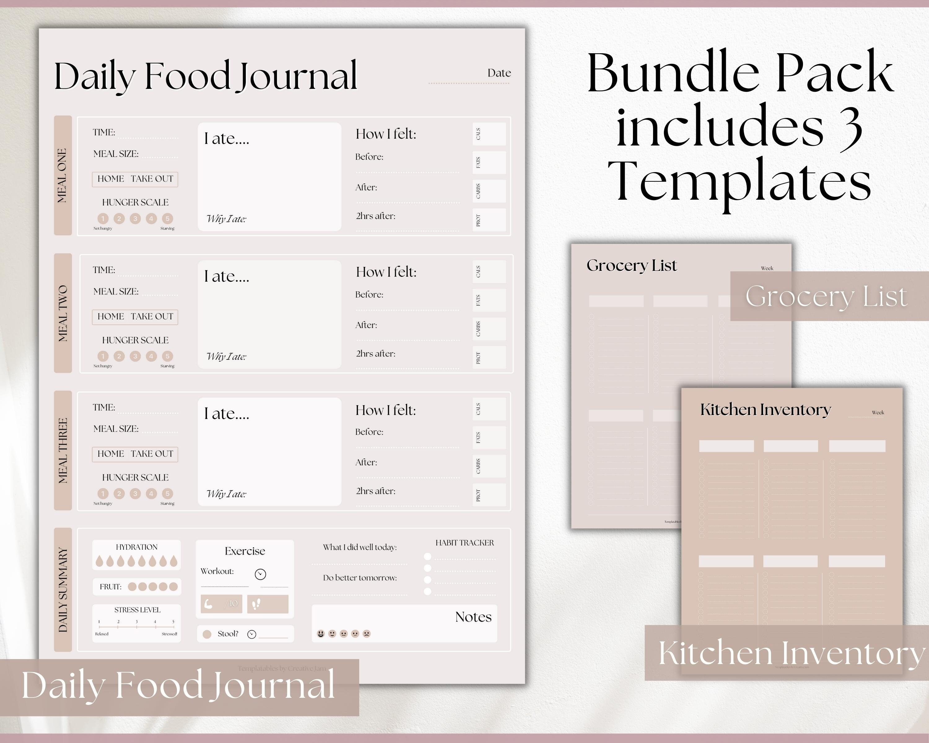 Boho Food Journal Daily Food Diary Diet & Nutrition Log - Etsy