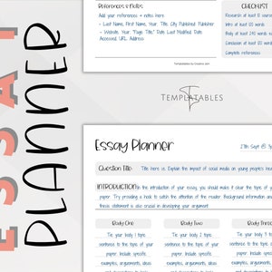 Essay Planner Printable BUNDLE for Students, Essay Writing Template ...
