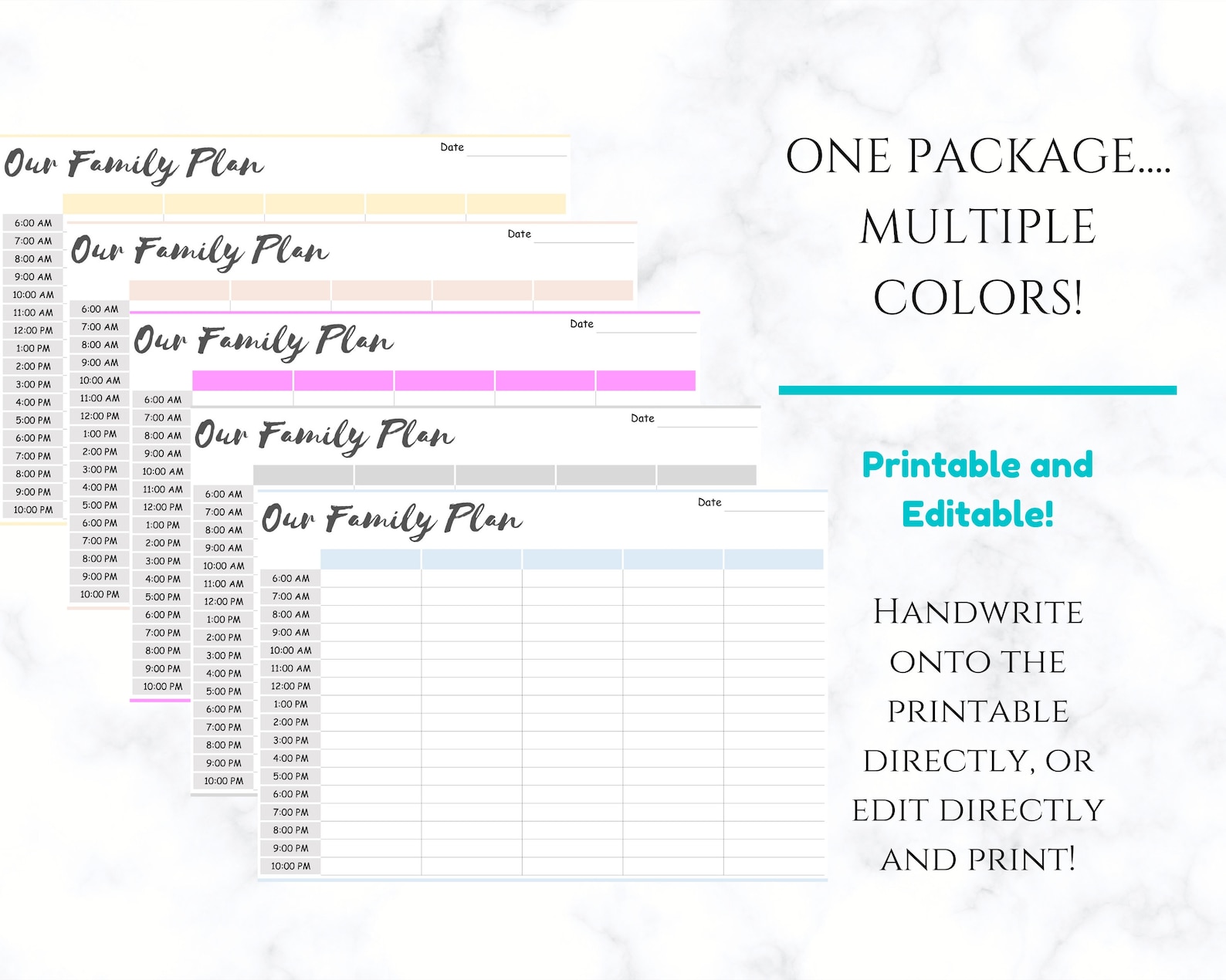 EDITABLE Weekly FAMILY SCHEDULE Planner Weekly Family | Etsy