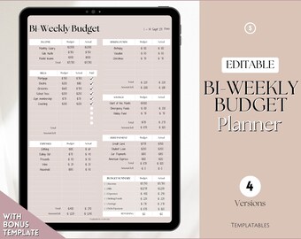 EDITABLE Biweekly Budget Planner, Bi-weekly Template, PDF Printable ...