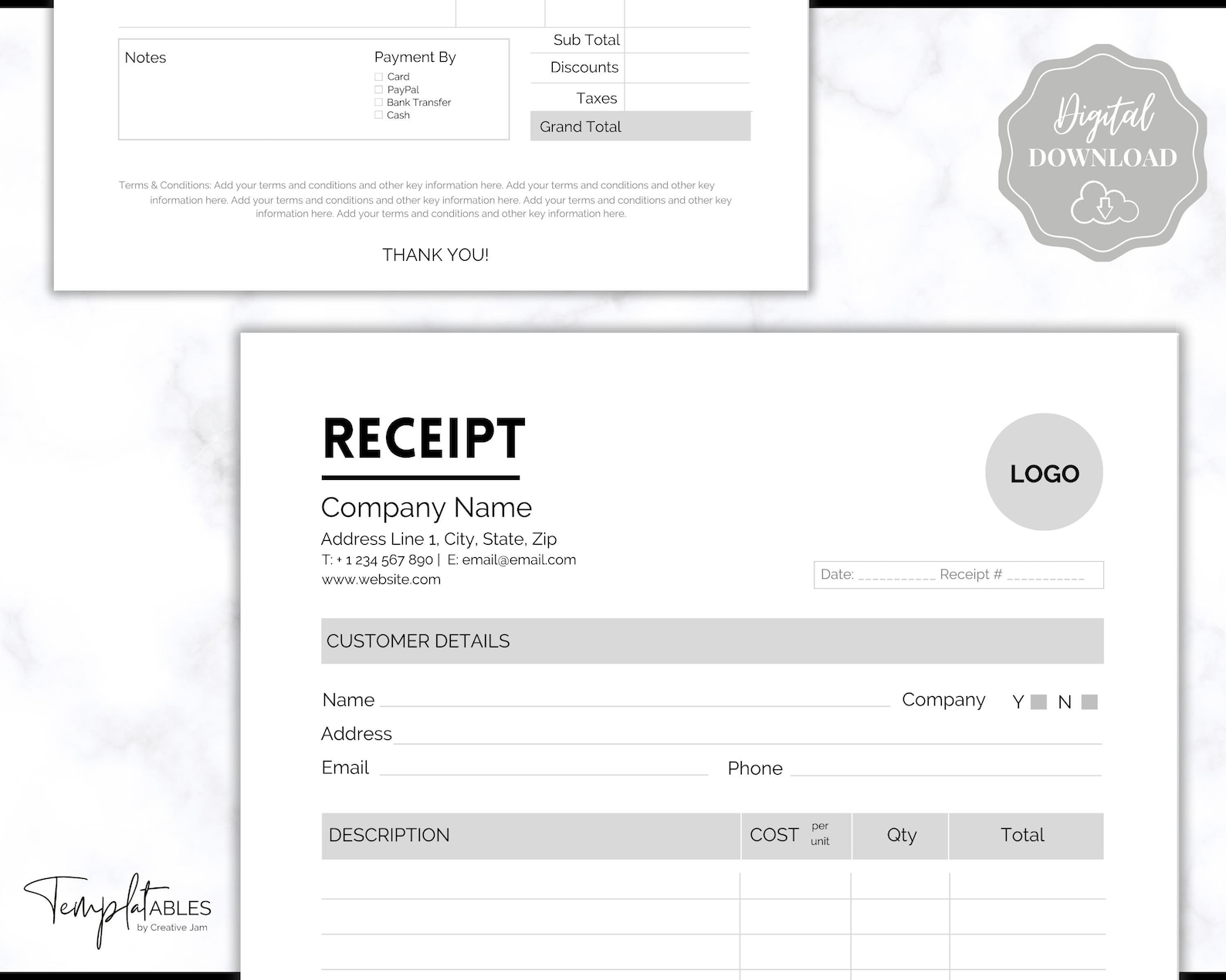 EDITABLE Receipt Template Receipt Form Small Business - Etsy UK