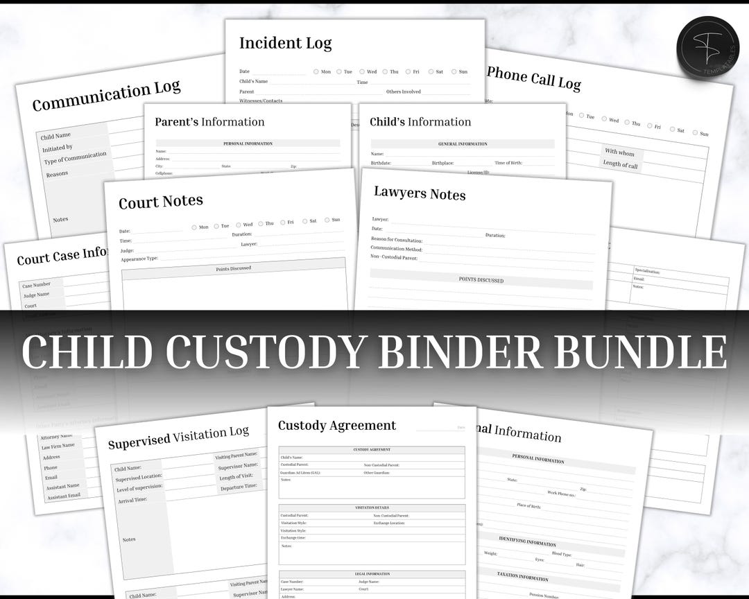 Child Custody Binder, Child Custody Journal, Printable Child Custody ...