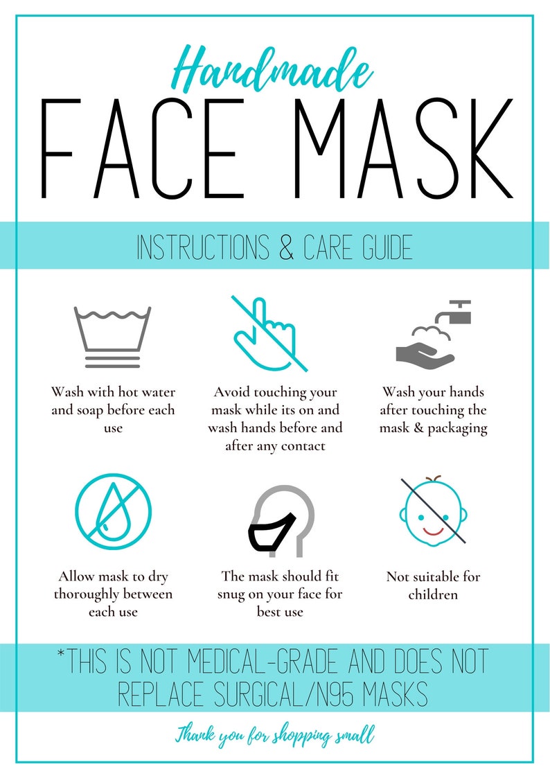 Face Mask LABEL CARE CARD How to Handle Order Card Face Mask | Etsy