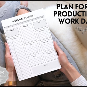 Editable Work Day Organizer, Daily Planner, Work From Home to Do List ...