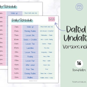 Kids Daily Schedule, Homeschool Weekly Planner, Daily Routine Template ...