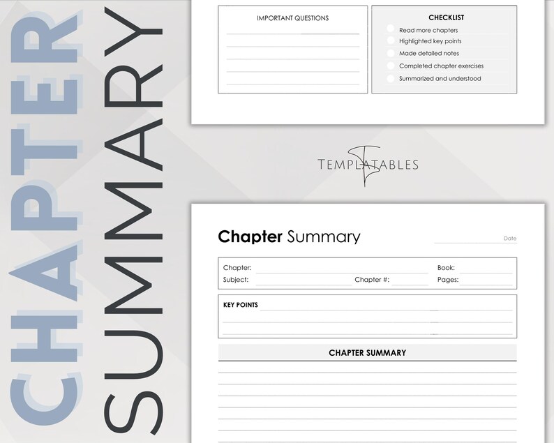 EDITABLE Chapter Summary Template Study Guide Textbook - Etsy UK