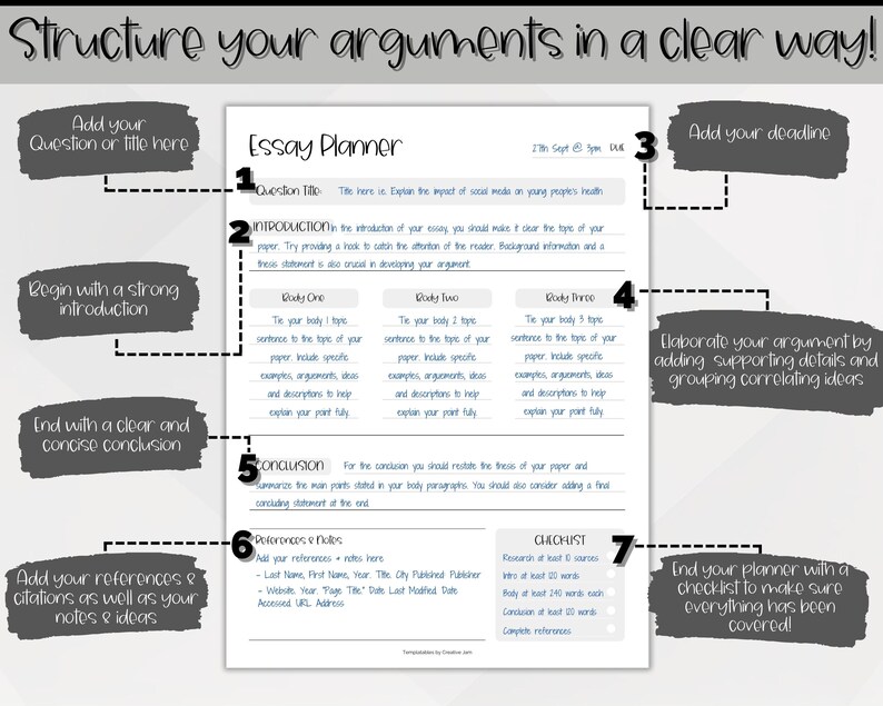 Essay Planner Printable BUNDLE for Students Essay Writing - Etsy