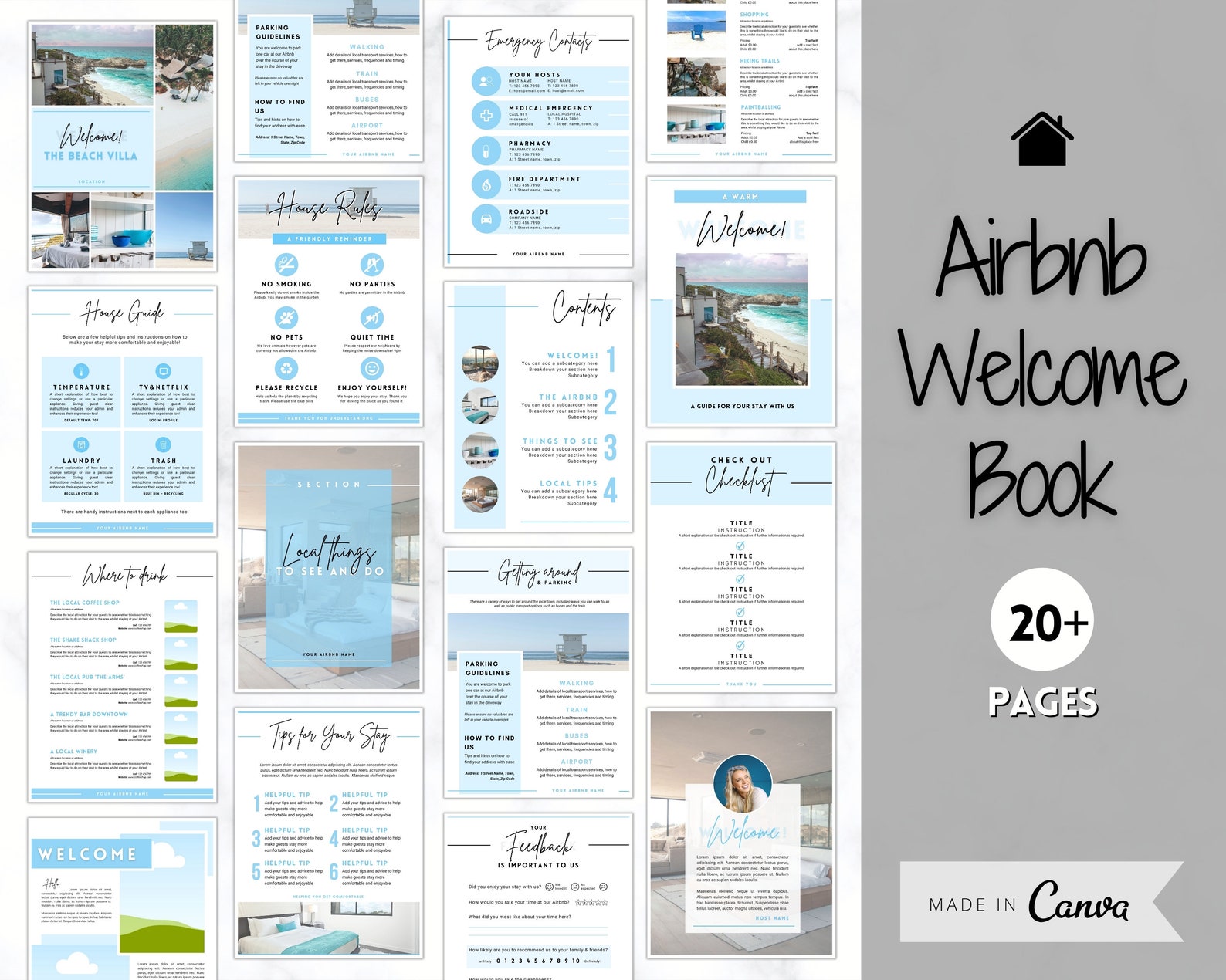 Airbnb Template BUNDLE Editable Airbnb Signs Welcome Book Etsy