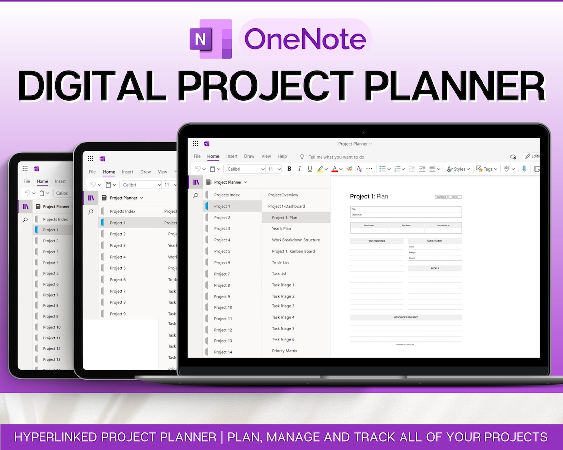 Onenote Project Planner! Project Tracker, Project Management, Digital ...