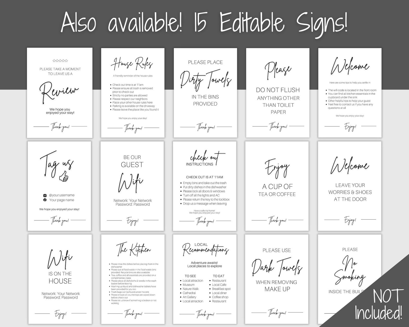 Airbnb Check Out Sign Editable Checklist Template House | Etsy